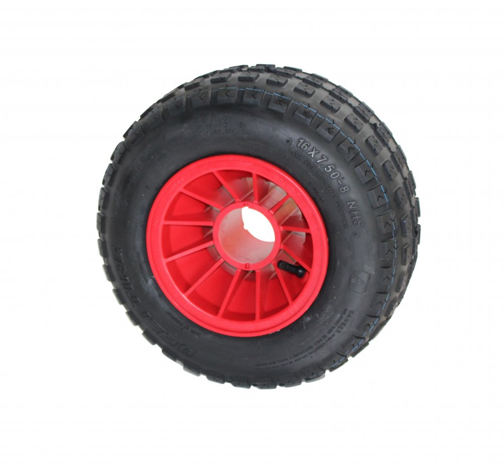 EuroTrax balloon wheel - 16x7.5-8 knobbly - red rim