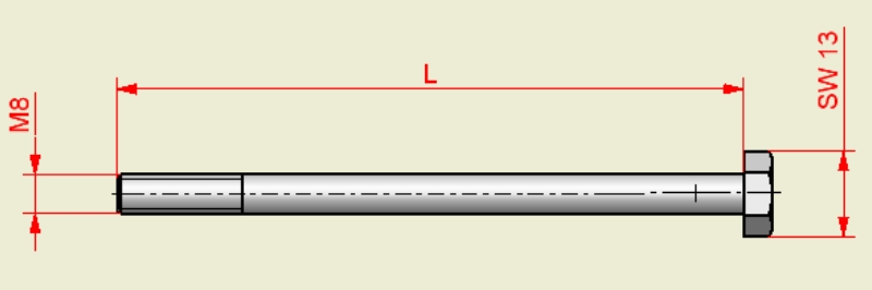 M8x130-DIN 931-V2A – tornillo hexagonal de acero inoxidable, longitud del vástago 130 mm ...