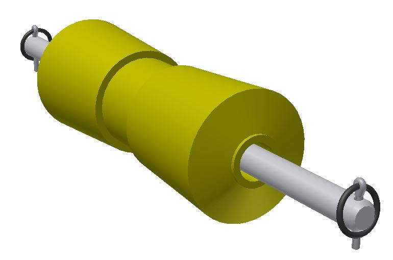 Shaft for keel roller, incl. split pin-O-ring-assembly