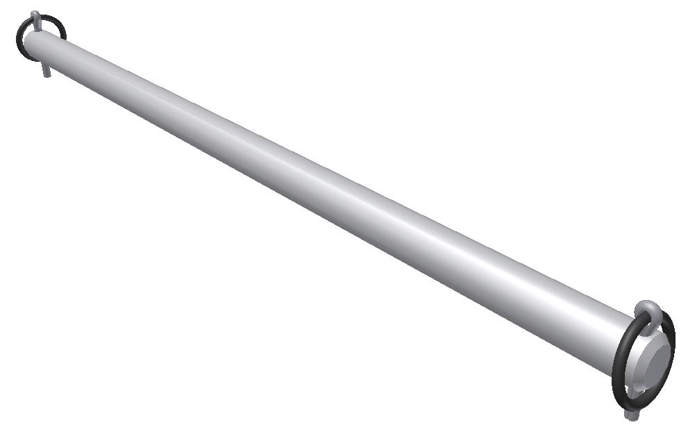 Shaft for keel roller, incl. split pin-O-ring-assembly