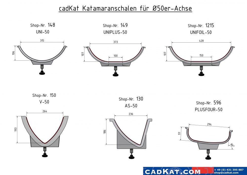 UNIPLUS-50 - cradle, symmetrical, round, wide for 50 mm